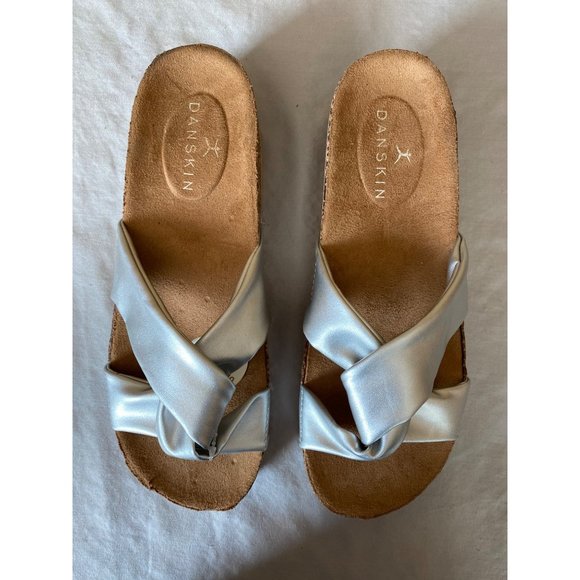Danskin | Shoes | Danskin Silver Twisted Tie Slip On Platform Sandals ...